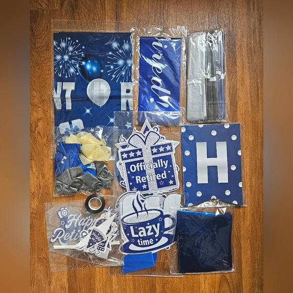 Source Unknown | Party Supplies | New Blue And White Retirement Party ...